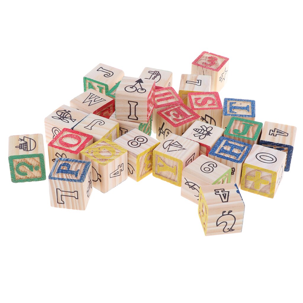 27pcs Fun Wooden Alphabet & Number Block Cube ... – Vicedeal