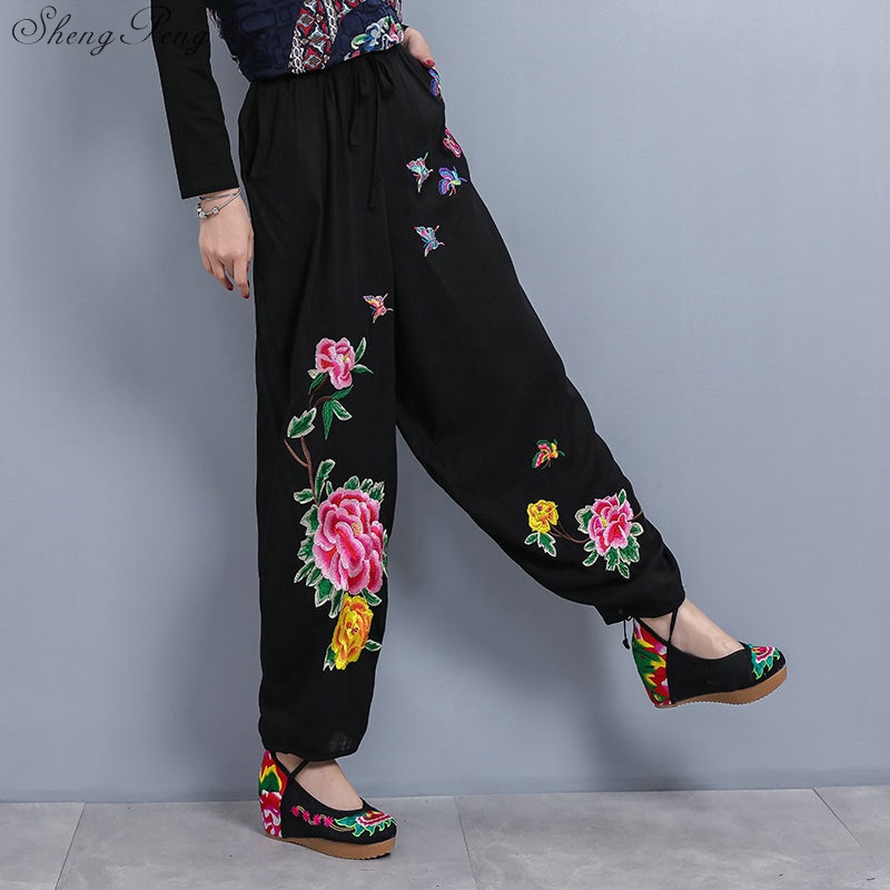 Women Chinese Traditional Embroidery Harem Pants B... – Grandado