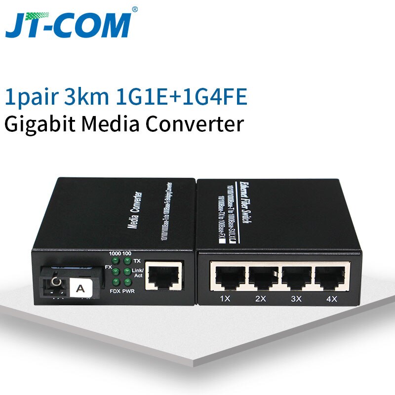 1 Paar Gigabit Fiber Optische Media Converter 1000... – Vicedeal