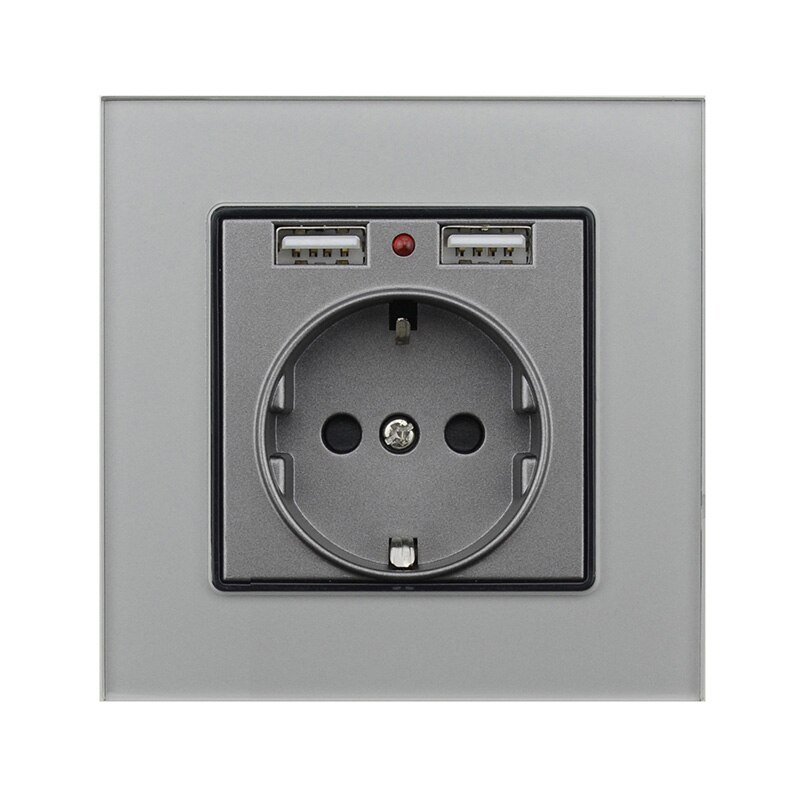 Avoir Dual Usb-poort Glas Panel Luxe Stopcontact 1... – Grandado