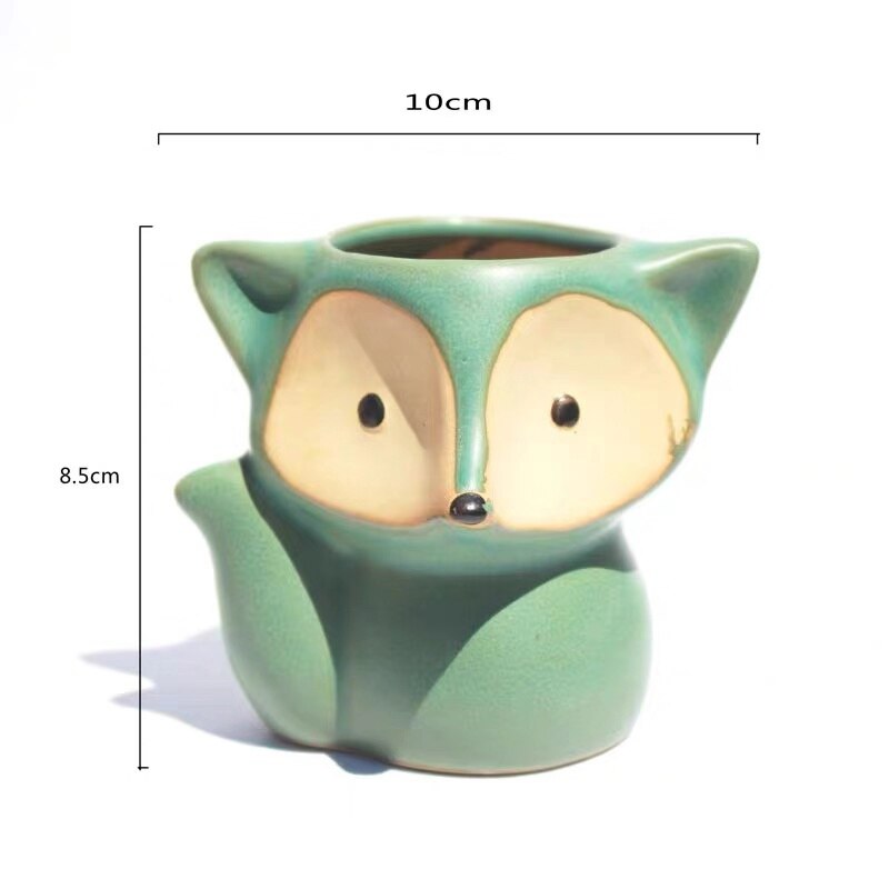 4 Color Ceramic Fox Succulents Plant Pot Micro Cut... – Grandado