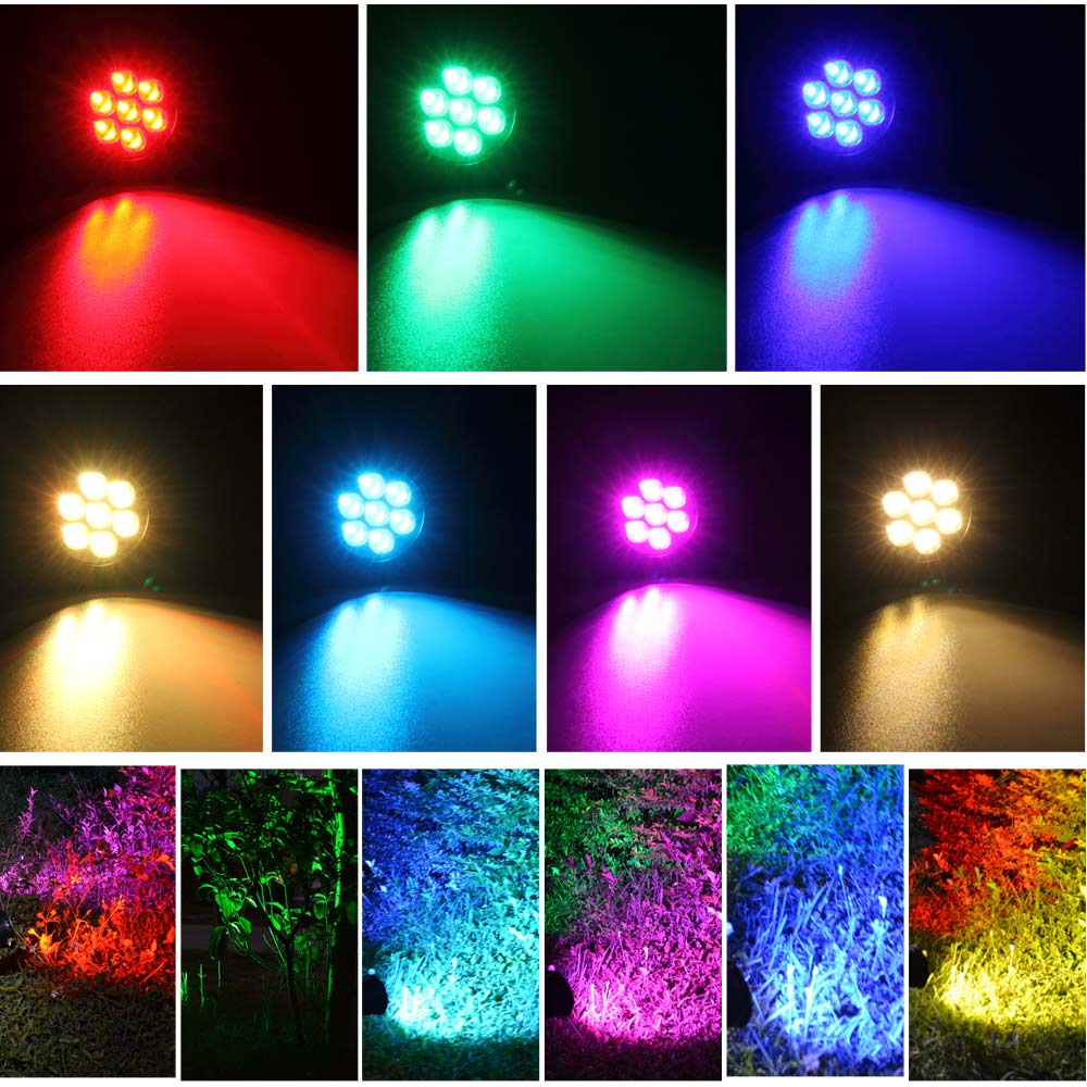T-SUNRISE 2PACK 7 LED Outdoor Color Changing Lands... – Grandado