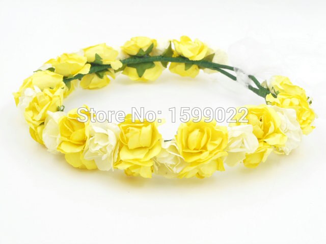 Bohemia Handmade Flower Crown Rustic Vintage Yello... – Grandado