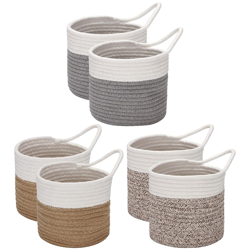 2 Pieces Small Cotton Rope Basket Sets Woven Baske... – Grandado