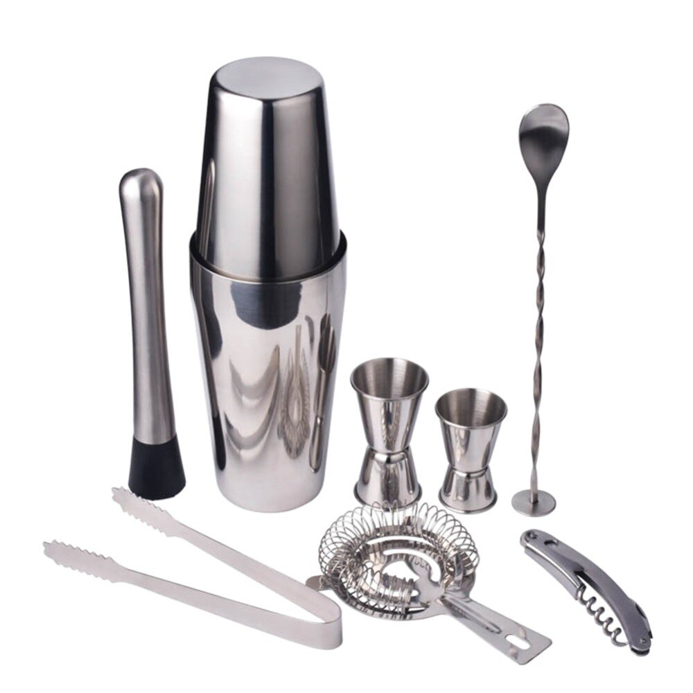 9 Teile/satz Edelstahl Cocktail Shaker Mixer Trink... – Vicedeal