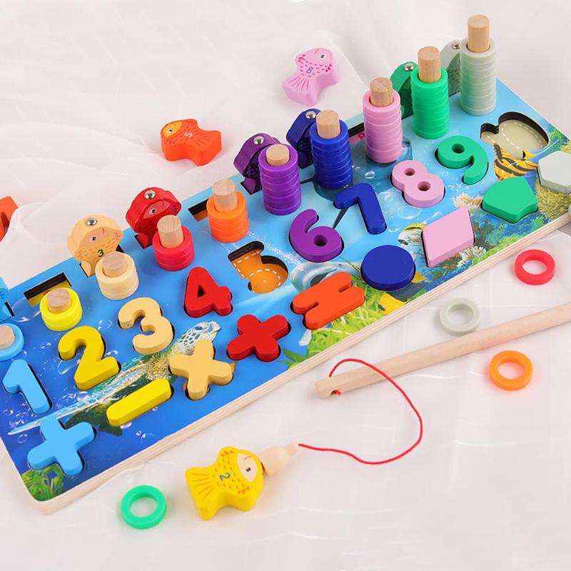 Children Wooden Math Fishing Game Kits Counting Sh... – Grandado