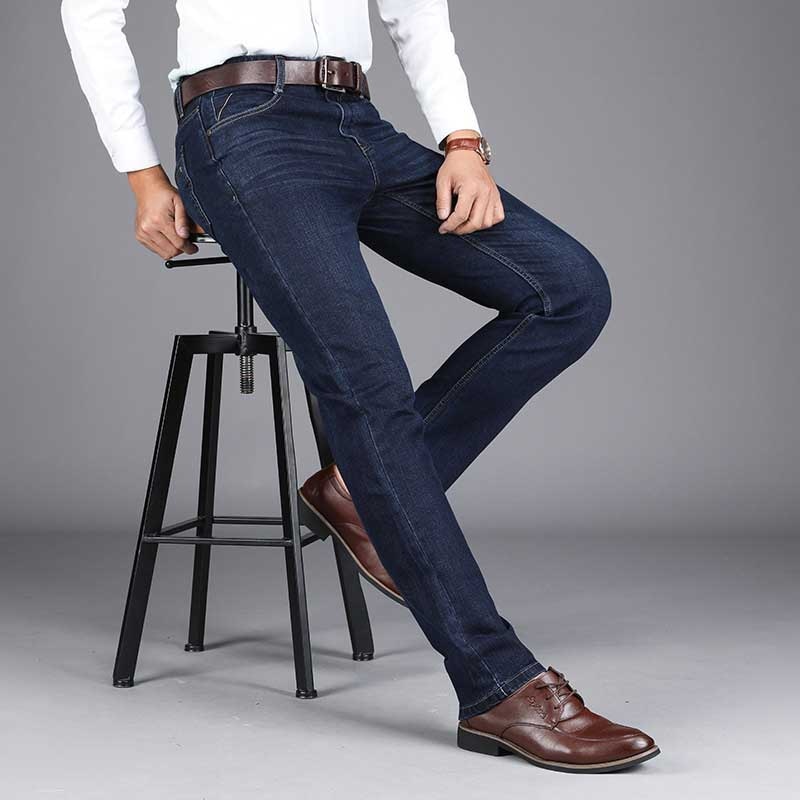 Autumn Winter Smart Casual Jeans Men Slim Fit Deni... – Grandado