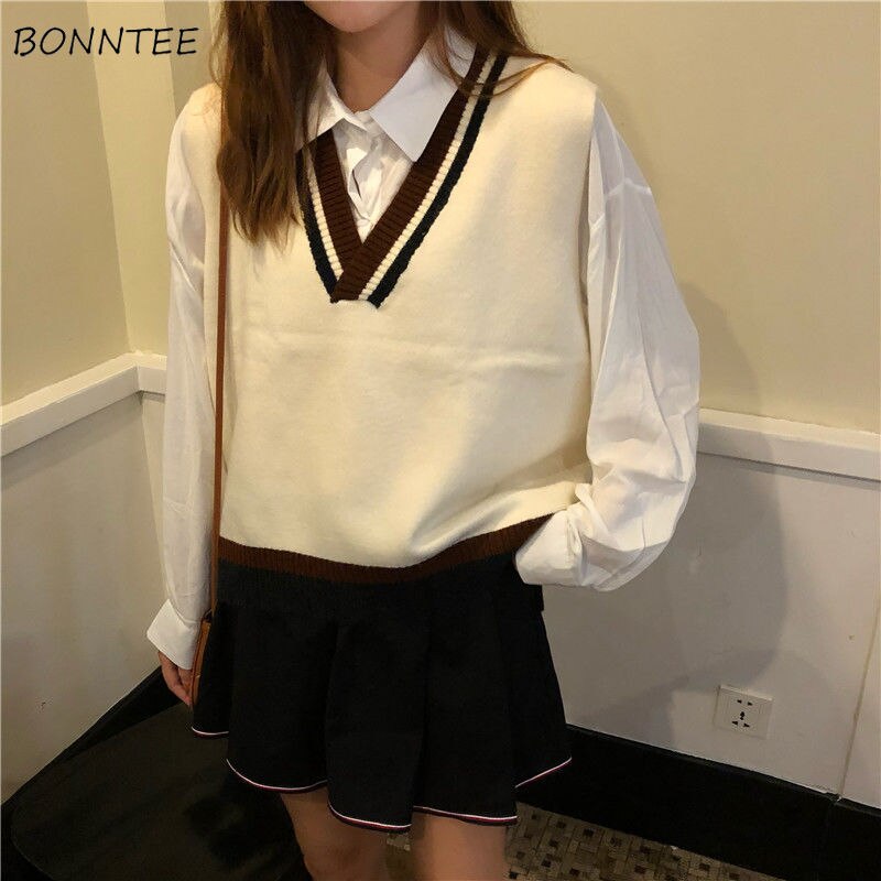 Sweater Vest Women Preppy Style Female Clothes Sle... – Grandado