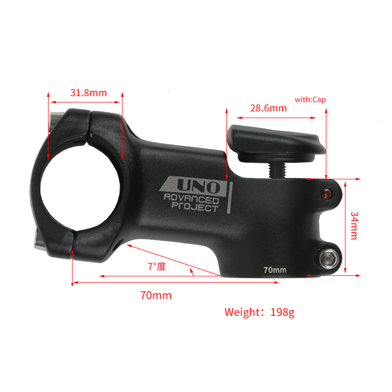 UNO Matte Black Bike Stems 7 Degree MTB Road Bicyc... – Vicedeal