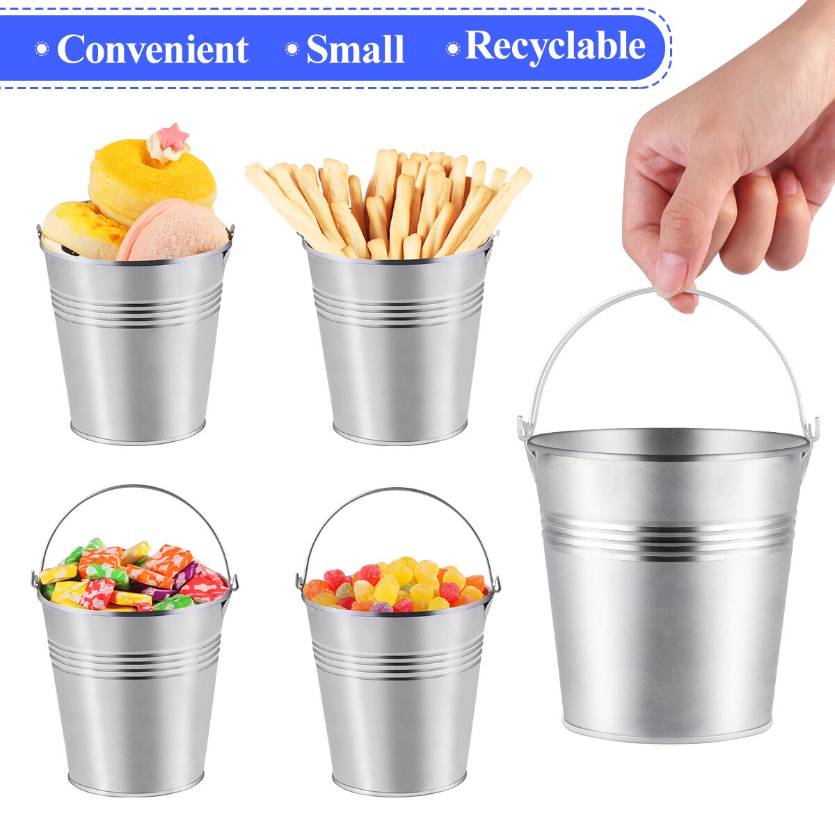 12PCS Safe Mini Tinplate Candies Buckets Snack Buc... – Grandado