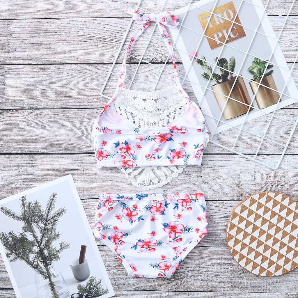 Girls Summer Bikini Set Tassel Tankini Swimsuits S... – Grandado