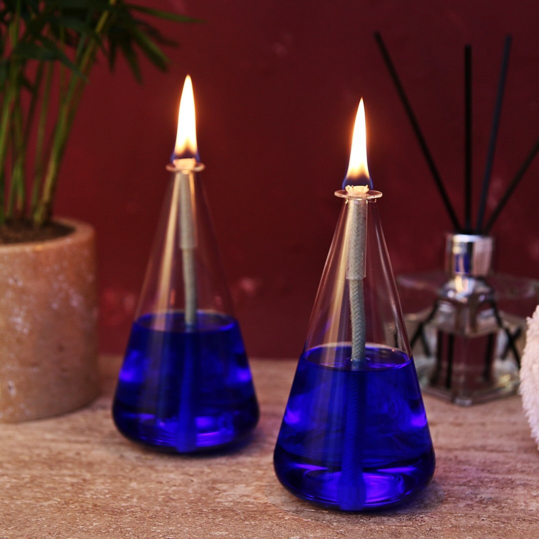 Romantic Glass Oil Lamp Dining Table Decor Cone Gl... – Vicedeal