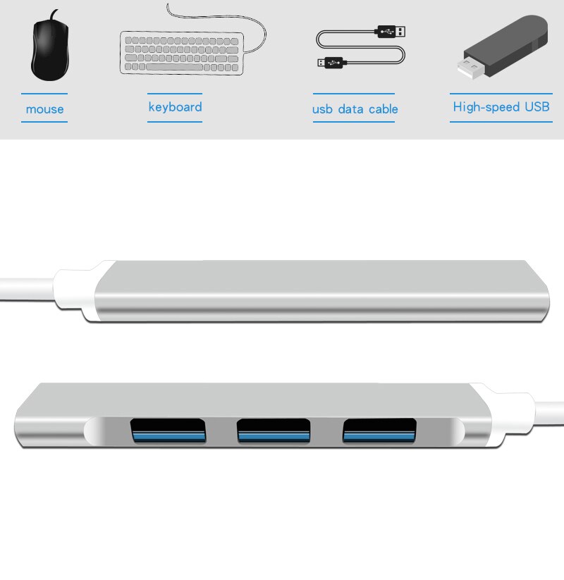 High Speed 4 Poorten Usb 3.0 Type C Hub Met Voedin... – Grandado
