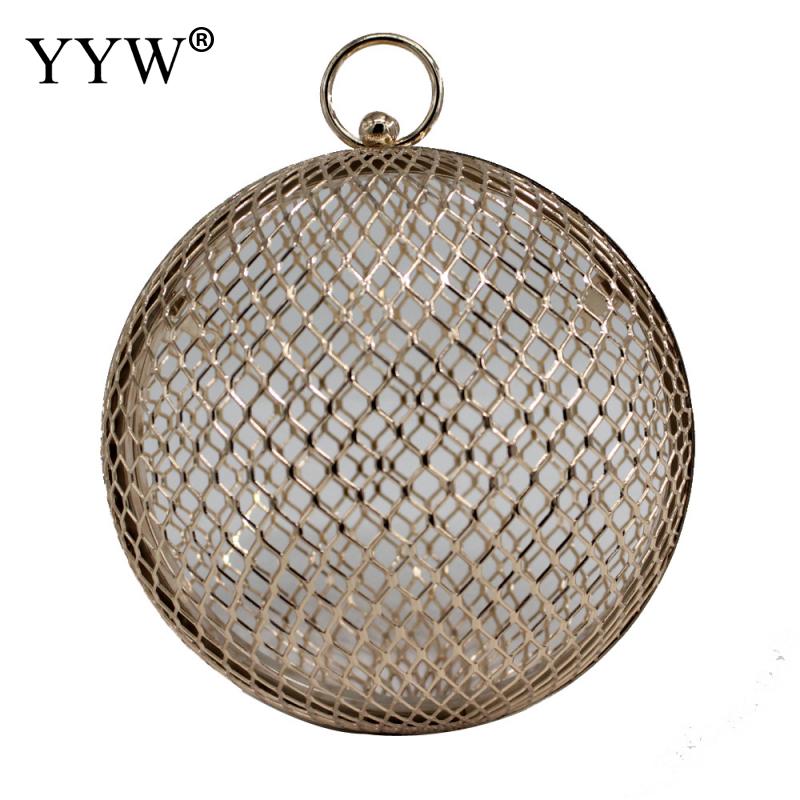 Ronde Bal Metallic Clutch Gold Vrouwen Chain Cross... – Vicedeal