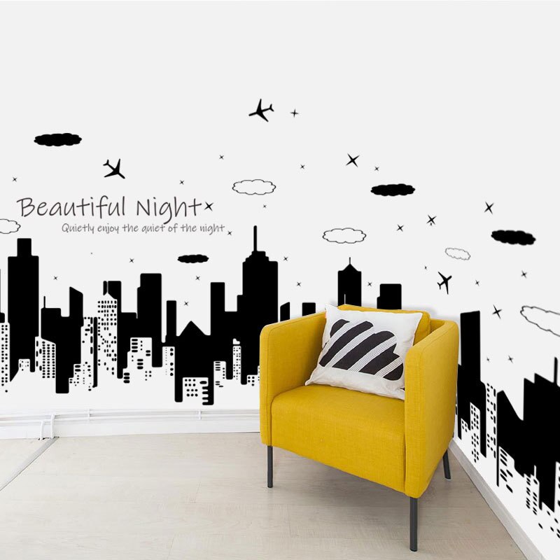 Starry Night City Beautiful Night Wall Sticker Mod... – Grandado