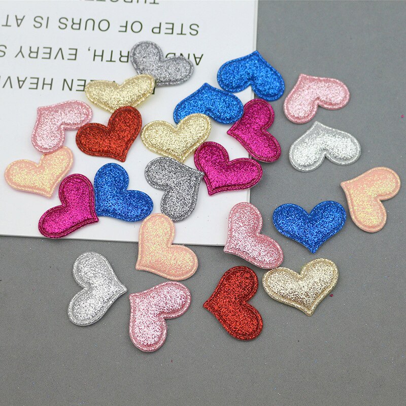 50Pcs 3.9cm Glitter Love Heart Padded Appliques DI... – Grandado