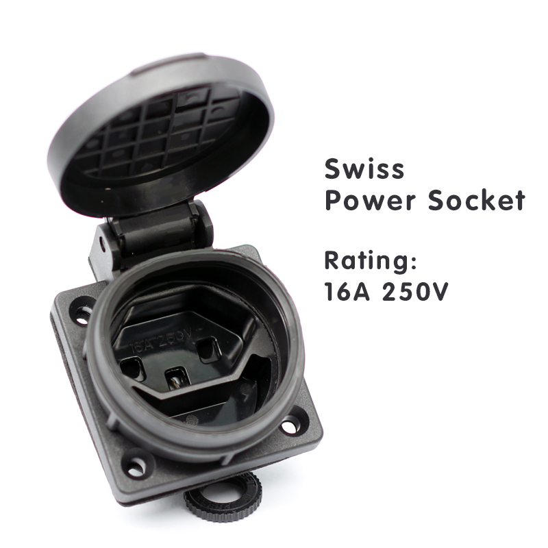 Black universal Swiss industry safety outlet 16A 2... – Grandado