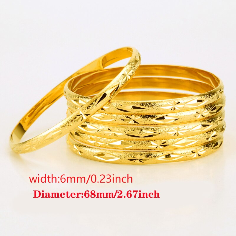 6MM Dubai Gold Bangle Gold Color African Middle Ea... – Vicedeal