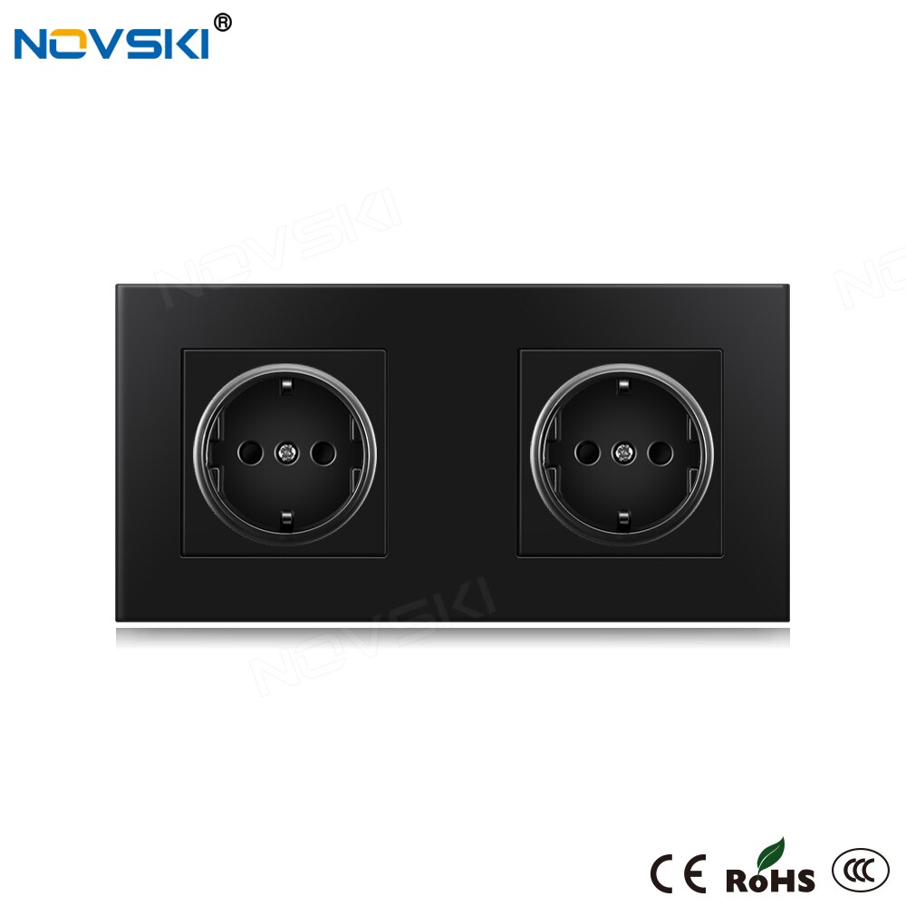 NOVSKI 16A Schuko F Wall Socket Double Frame Cryst... – Grandado