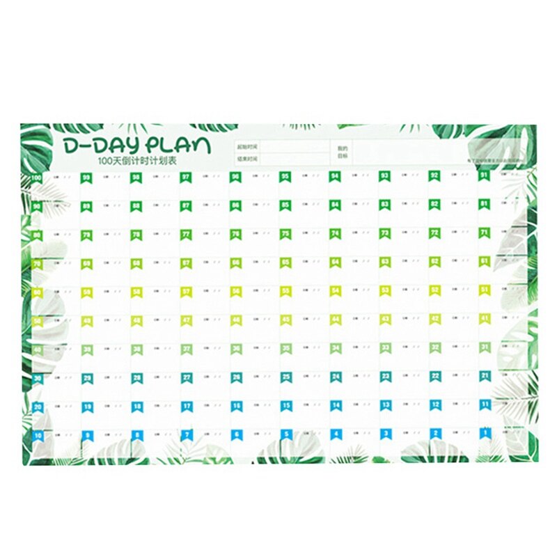 100 Day Countdown Calendar Learning Schedule Perio... – Grandado