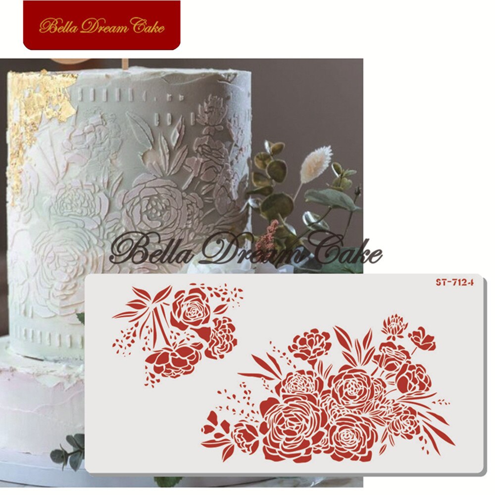 Peony Floral Cake Stencil PET Chocolate Cake Borde... – Vicedeal