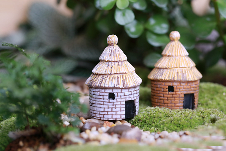 Thatched Cottages House Miniature Fairy Garden Hom... – Grandado