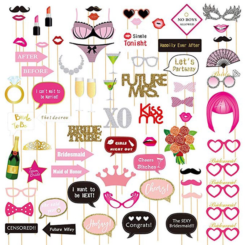 72 Pack Bachelorette Party Photo Booth Props Brida... – Vicedeal