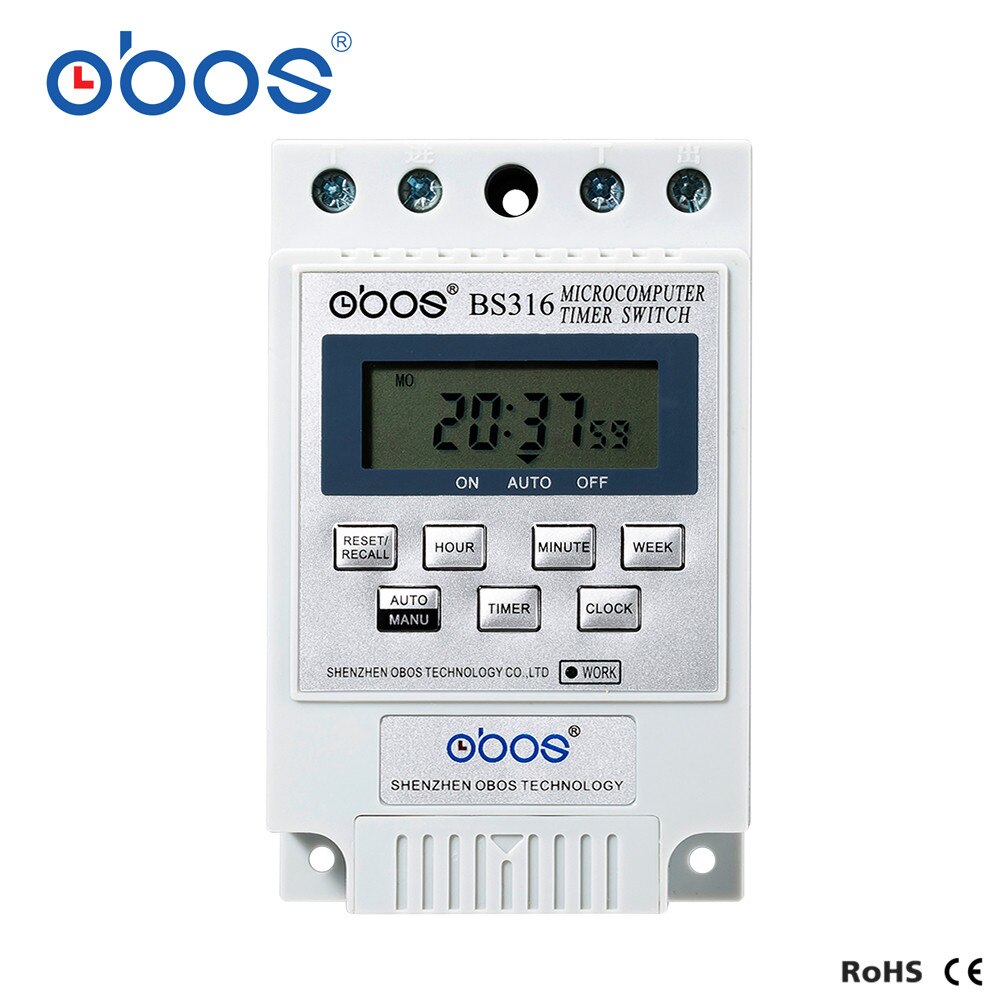Obos ac timer switch bs316 kg316t ac 220v 25a din... – Grandado