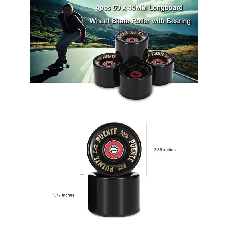 PUENTE 4Pcs/Set Cruiser Skateboard Wheels PU Wheel... – Vicedeal
