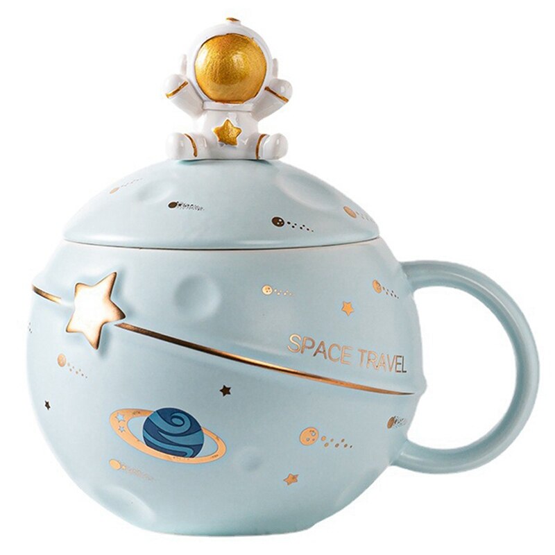 Leuke Astronaut Mok Met Deksel En Lepel, Kawaii Cu... – Grandado