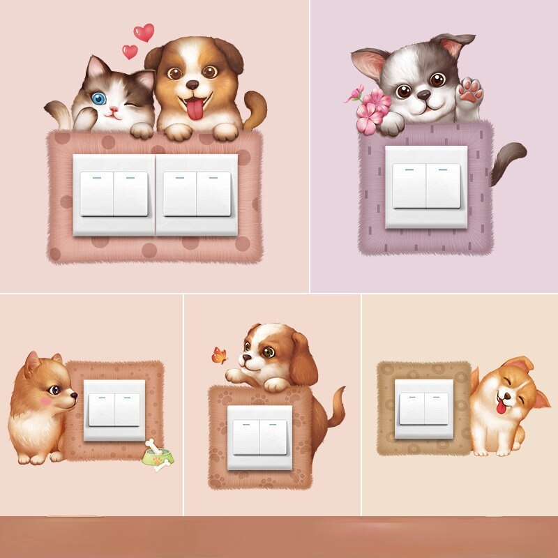 Schakelaar Sticker Leuke Katten Cartoon Muursticke... – Grandado