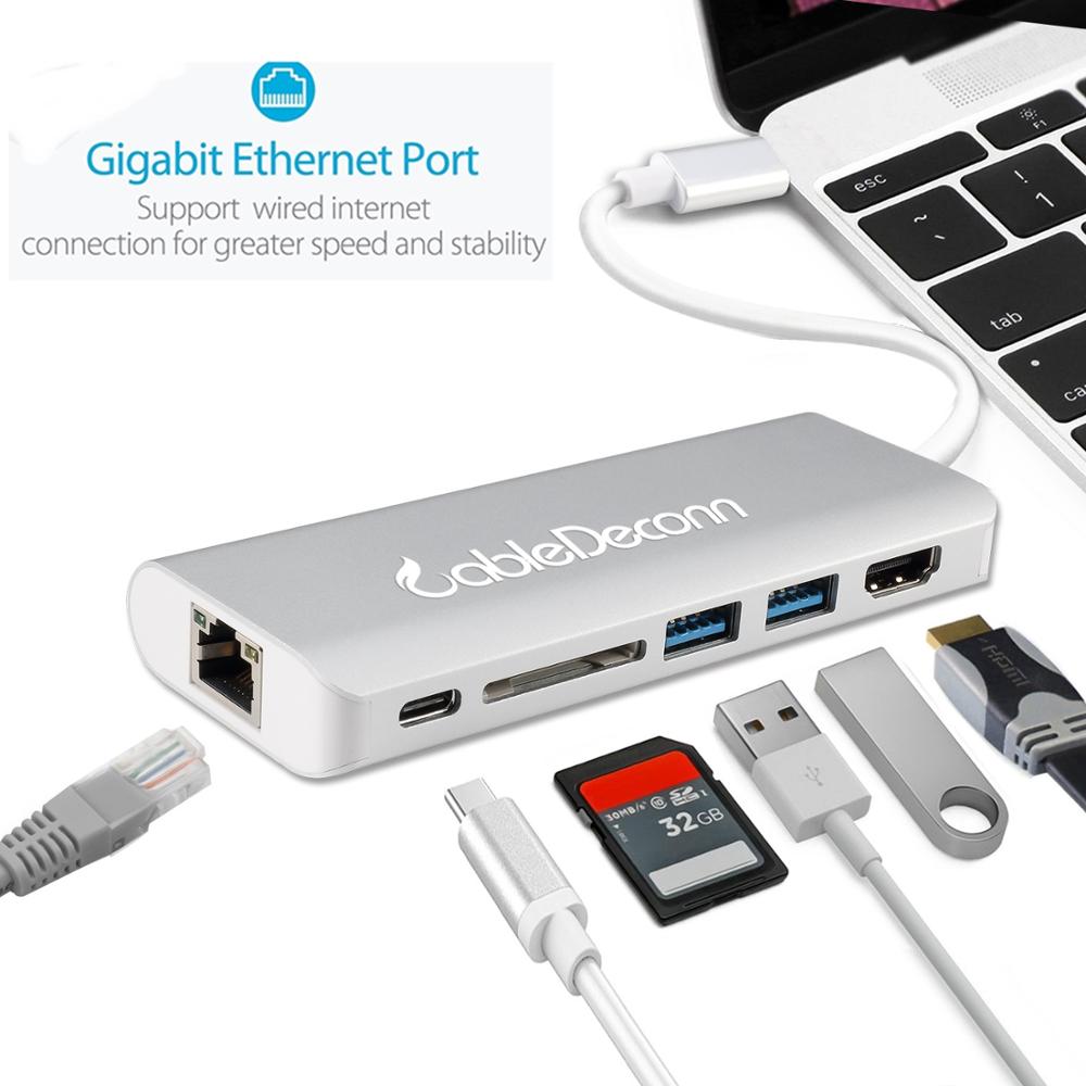 Usb c type c til hdmi usb hub rj45 pd opladningsp... – Grandado