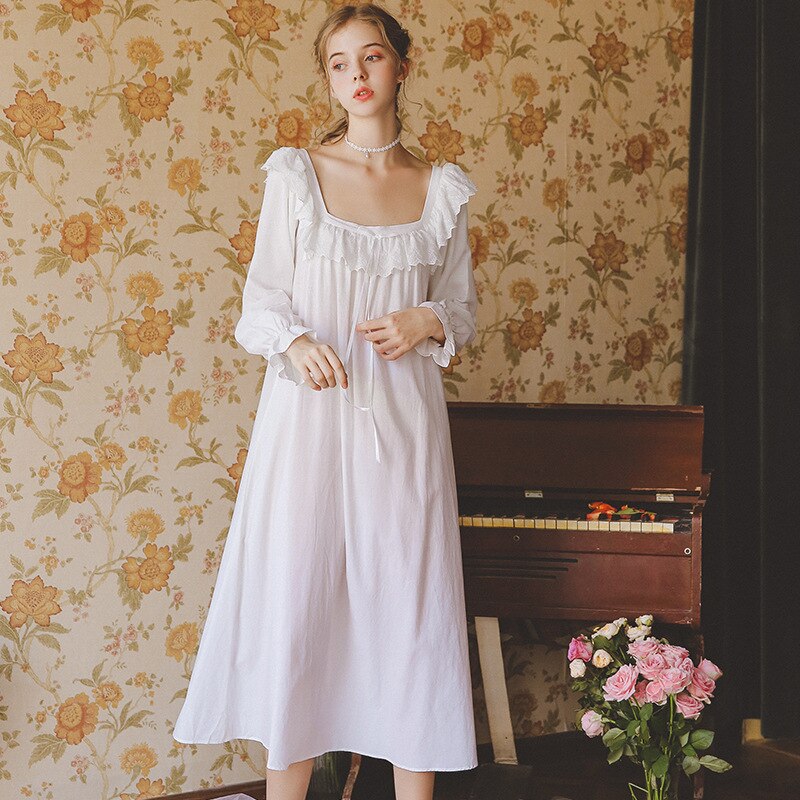 Cotton Nightgowns Sleepshirt Long Dress Spring Nig... – Grandado