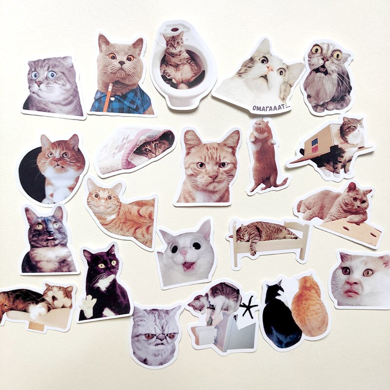 20PCS Funny Cat Face Stickers DIY Stationery – Vicedeal