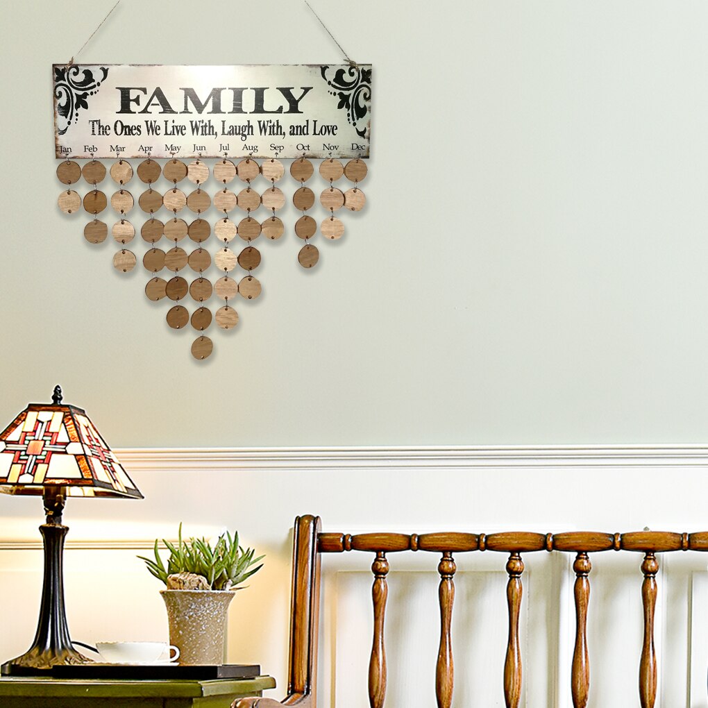 Family Words Hanging DIY Wooden Calendar Kalendar ... – Grandado