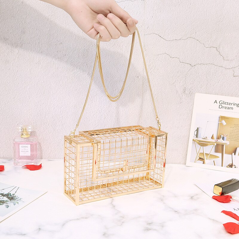 Hollow Out Clutch Bird Cage Shape Women Handbag To... – Vicedeal