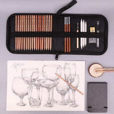 Sketch drawing pencil set charcoal rubber art brus... – Grandado