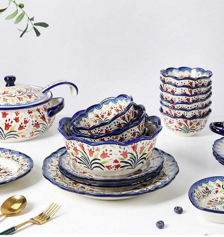 Exported Ceramic Dinnerware Set Deep Salad Plate R... – Grandado