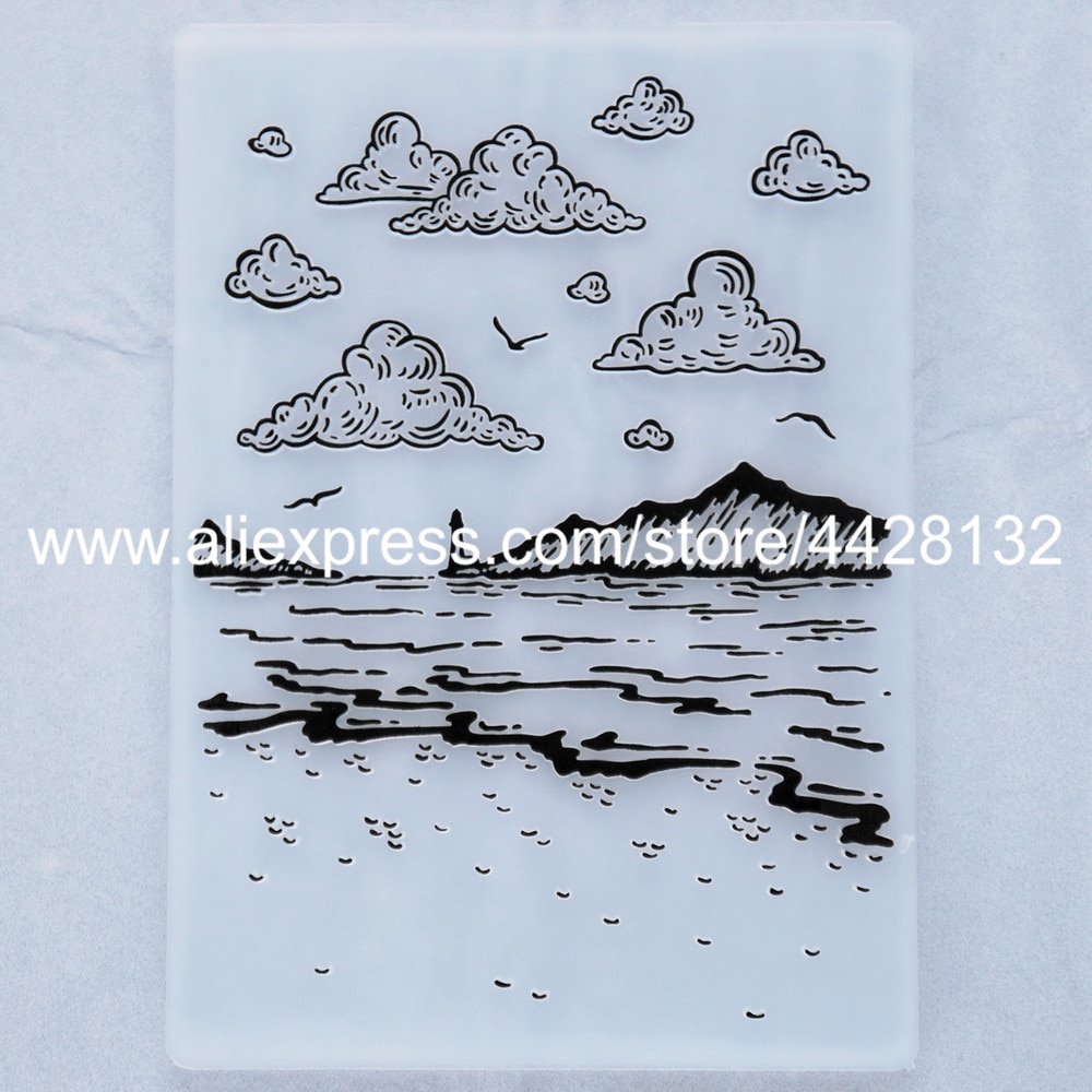 Ocean Lighthouse Seagull Cloud Plastic Embossing F... – Grandado