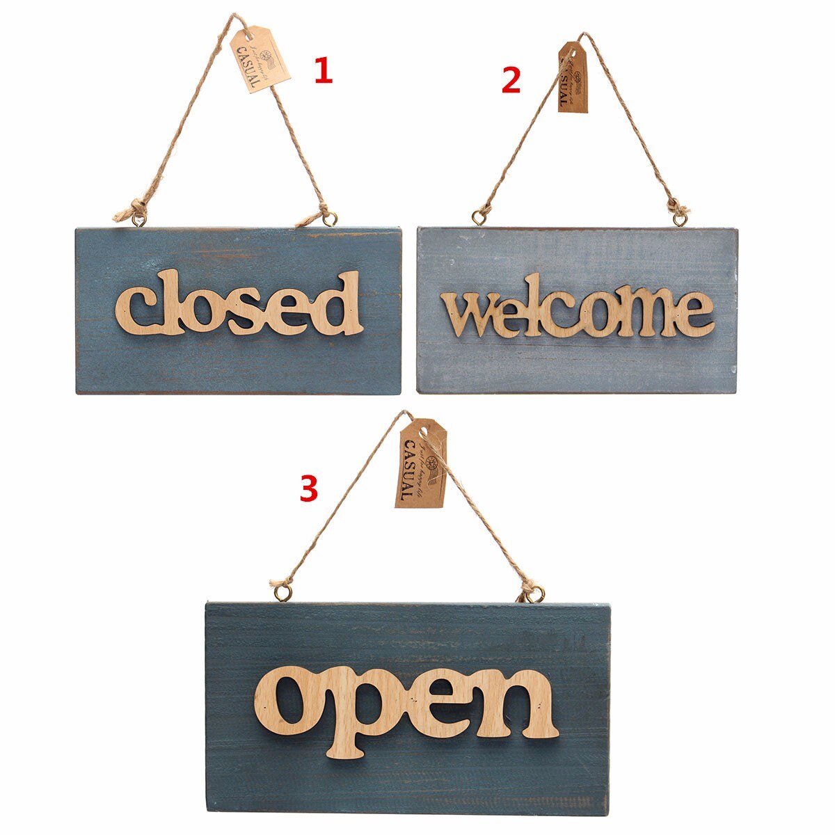 Vintage Blue Wood Poster Wooden Open Closed Welcom... – Grandado