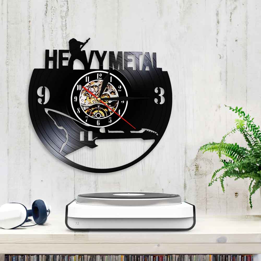 Heavy Metal Rock N Roll Music Vinyl Clock Guitar W... – Grandado