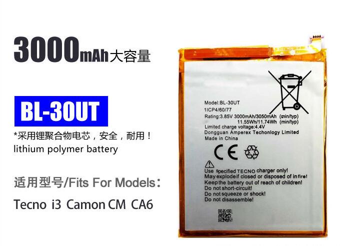 2Pcs/3000Mah 3.85V Batterij Voor Tecno BL-30UT Mob... – Grandado