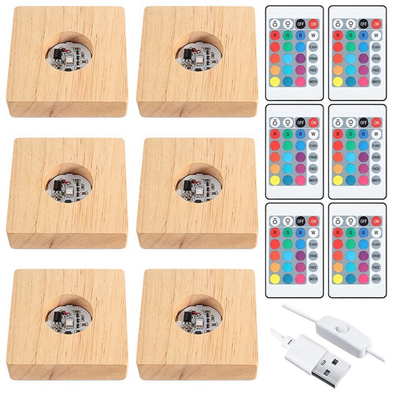 Square Wooden LED Night Light Base Dimmable Wood L... – Vicedeal