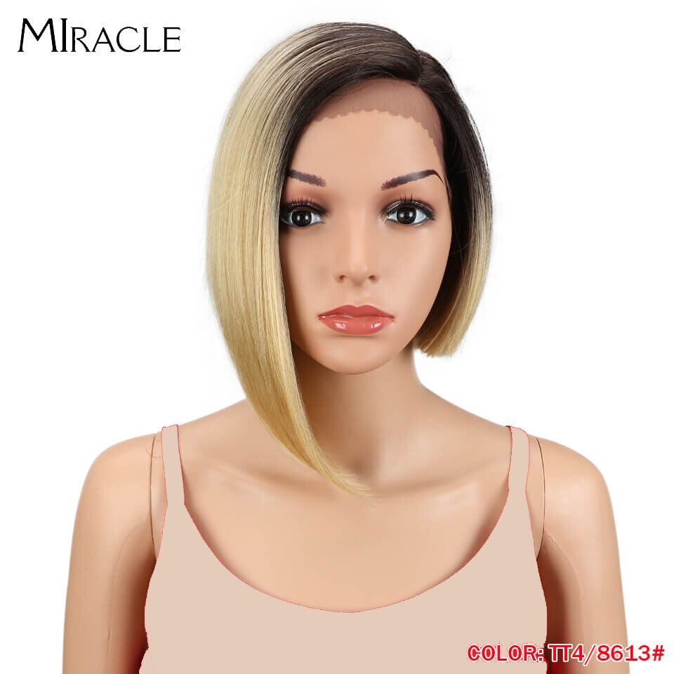 Miracle Short Bob Synthetic Lace Wig Straight Hair... – Grandado