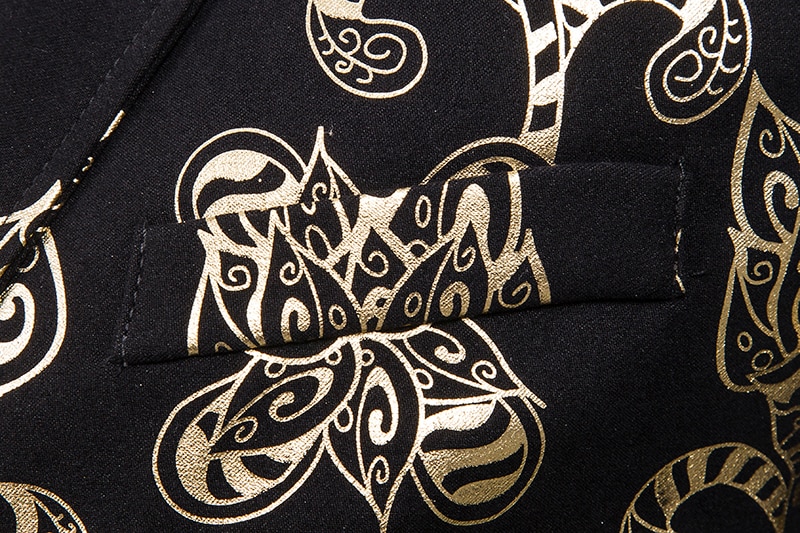 Mens Gold Bloemen Gedrukt Blazer Jas Brand Single ... – Vicedeal