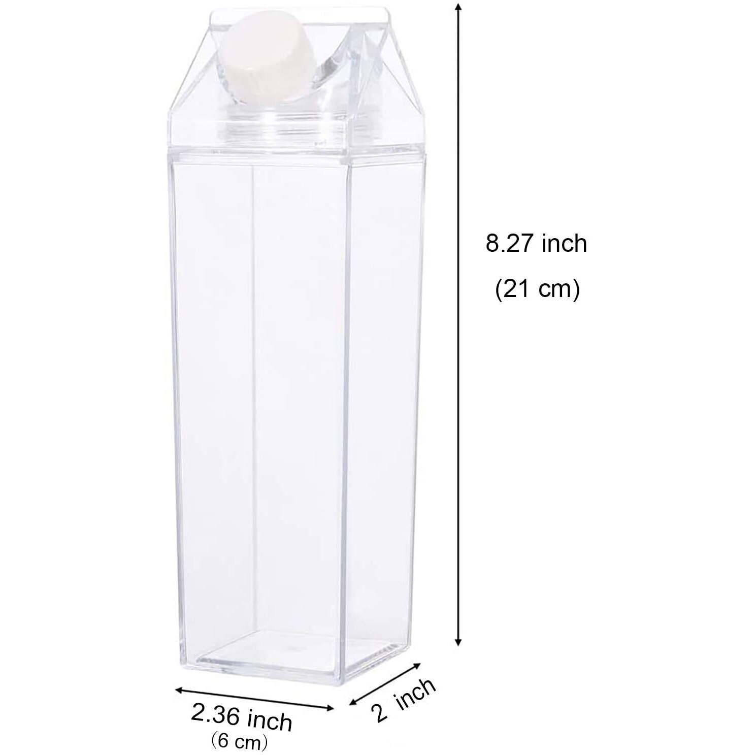 2 Pack Milk Carton Water Bottle,Clear Square Milk ... – Grandado