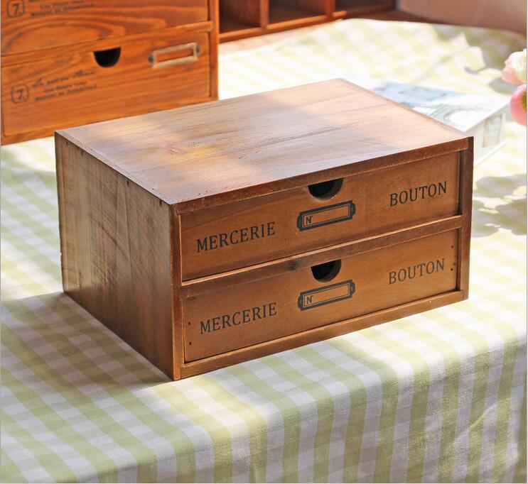 Wooden Storage Drawer Home Cosmetic Storage box 2D... – Grandado