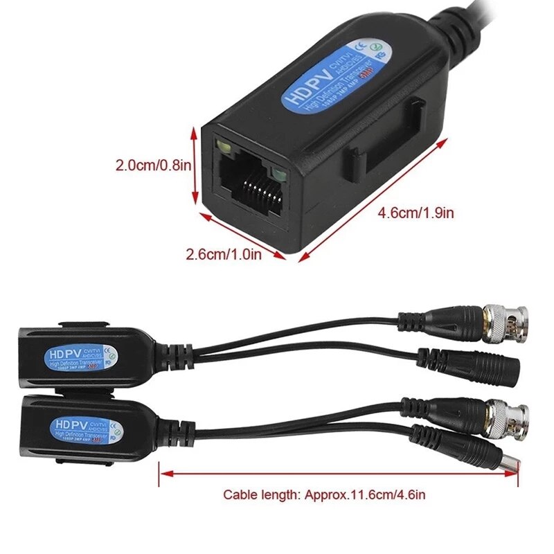 5Pairs Passive 8MP Video Balun BNC Communication C... – Vicedeal