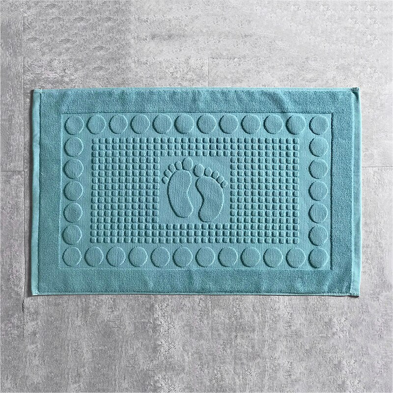 Cotton Bath Mat Blue Gray Bathroom Carpets and Rug... – Grandado
