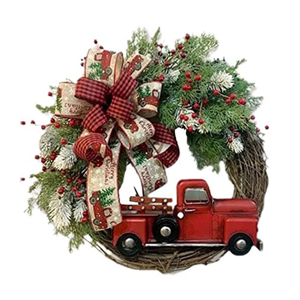 12 Inch Kerst Krans Voor Rode Vrachtwagen Kunstmat... – Grandado